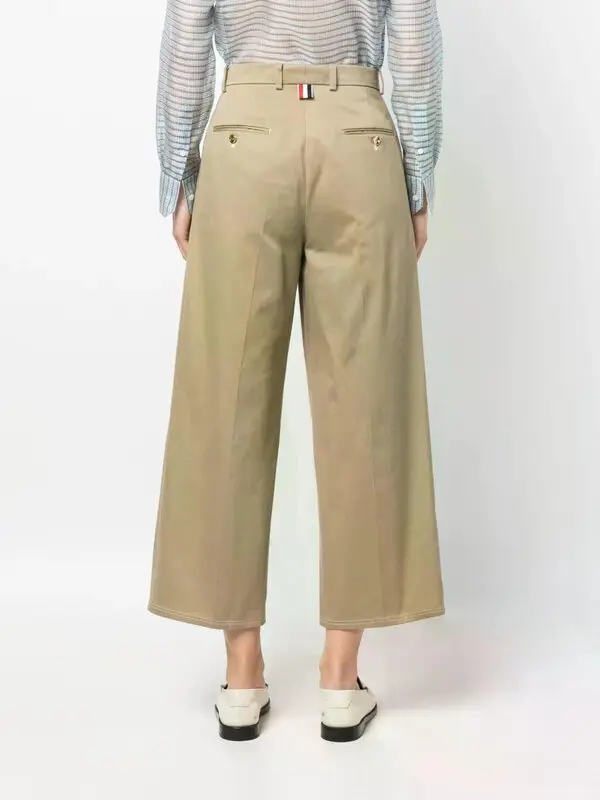 Thom Browne Pleated Cropped Wide Leg Trousers
