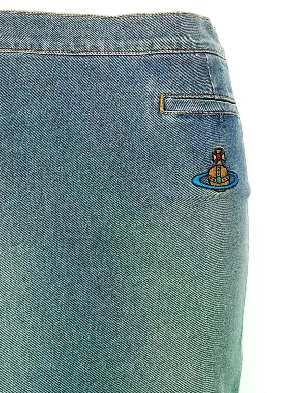 VIVIENNE WESTWOOD Denim Skirt With Orb Logo Embroidery