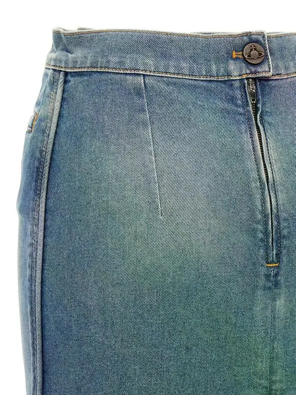 VIVIENNE WESTWOOD Denim Skirt With Orb Logo Embroidery