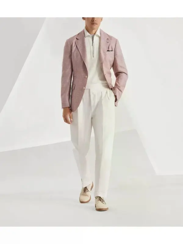 Brunello Cucinelli Houndstooth-pattern Blazer - Red