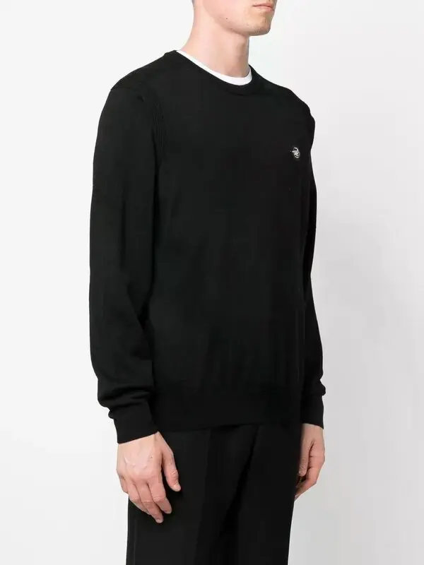 Philipp Plein Logo Patch Merino Wool Jumper - Black