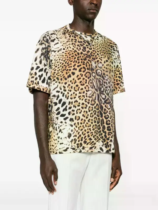 Roberto Cavalli Jaguar-print Cotton T-shirt - Neutrals
