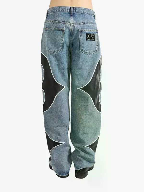 THUG CLUB Panelled Leather Jeans