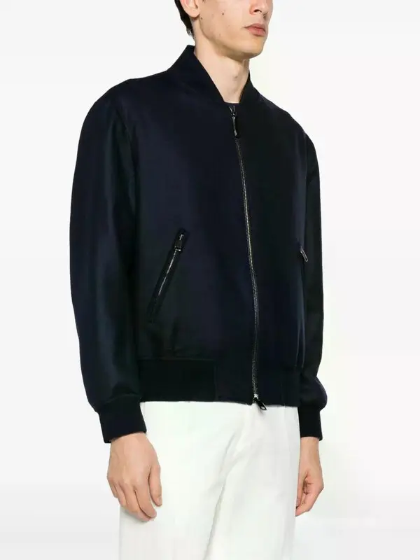 Brioni Brushed-effect Twill Bomber Jacket - Blue