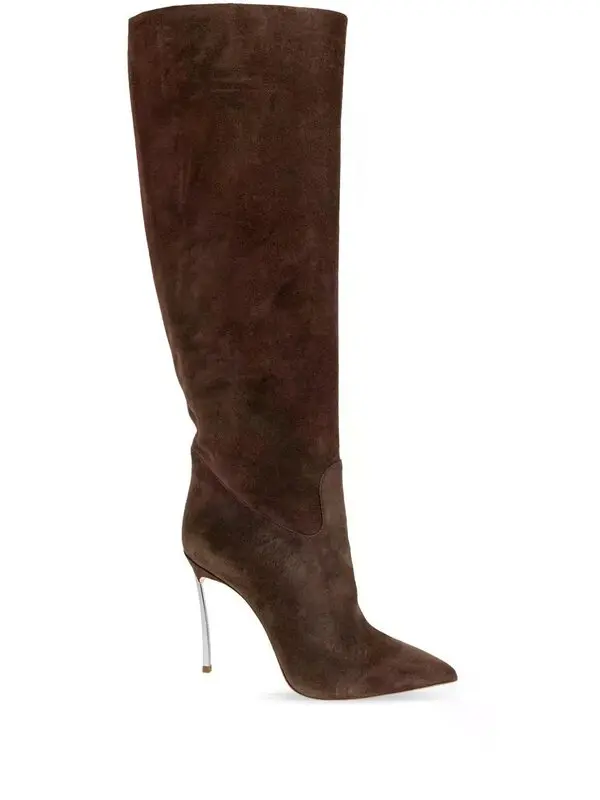 Casadei 100mm Blade Suede Knee-high Boots - Brown