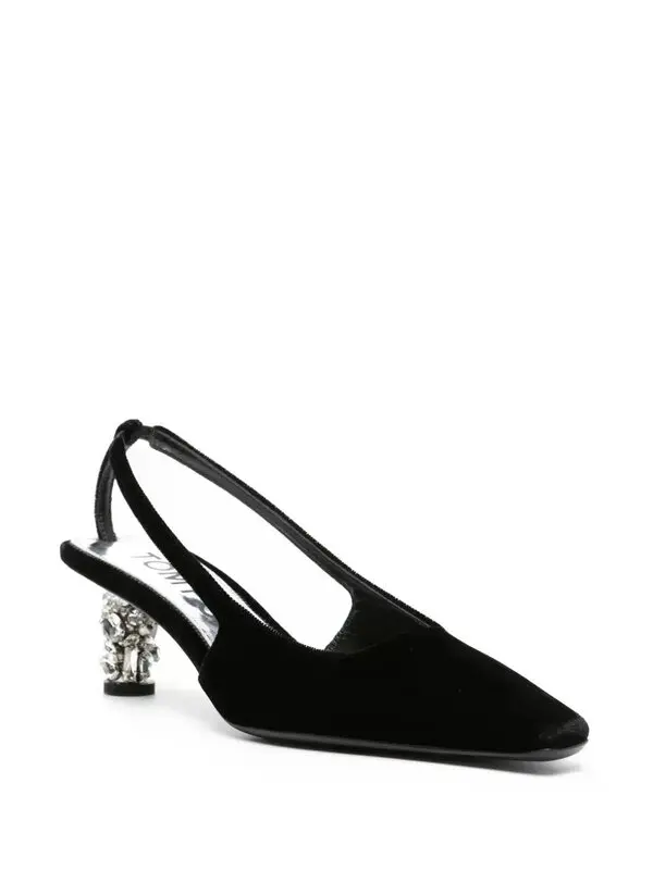 TOM FORD Crystal-embellished Velvet Slingback Pumps