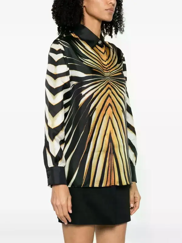 Roberto Cavalli Abstract Print Silk Shirt