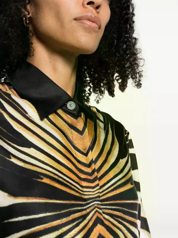 Roberto Cavalli Abstract Print Silk Shirt