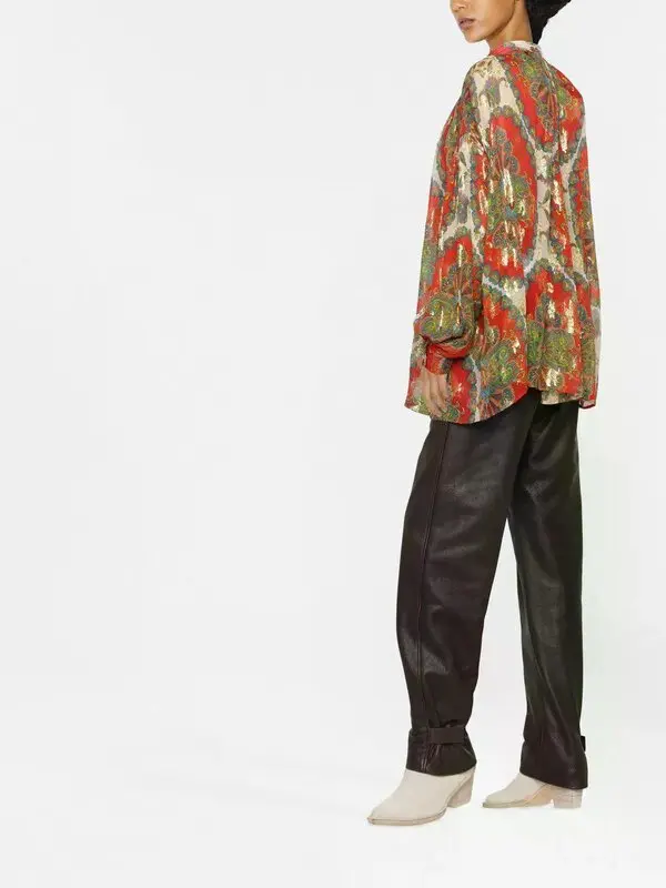 Etro Paisley Print Silk Blouse With Metallic Threading