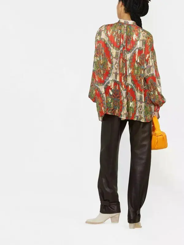 Etro Paisley Print Silk Blouse With Metallic Threading