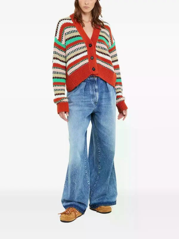 Alanui Sunny Stripes Cardigan - Red