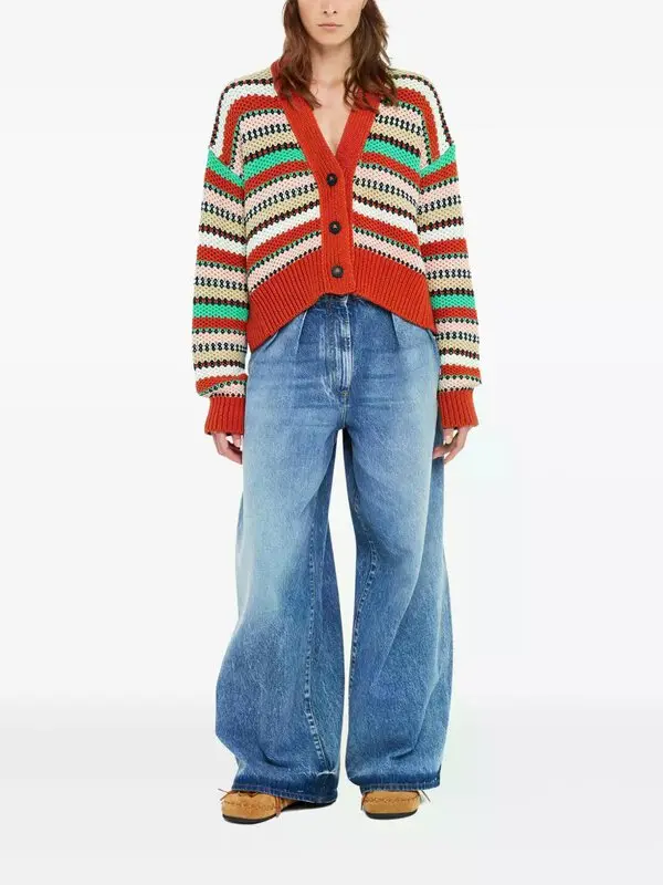 Alanui Sunny Stripes Cardigan - Red