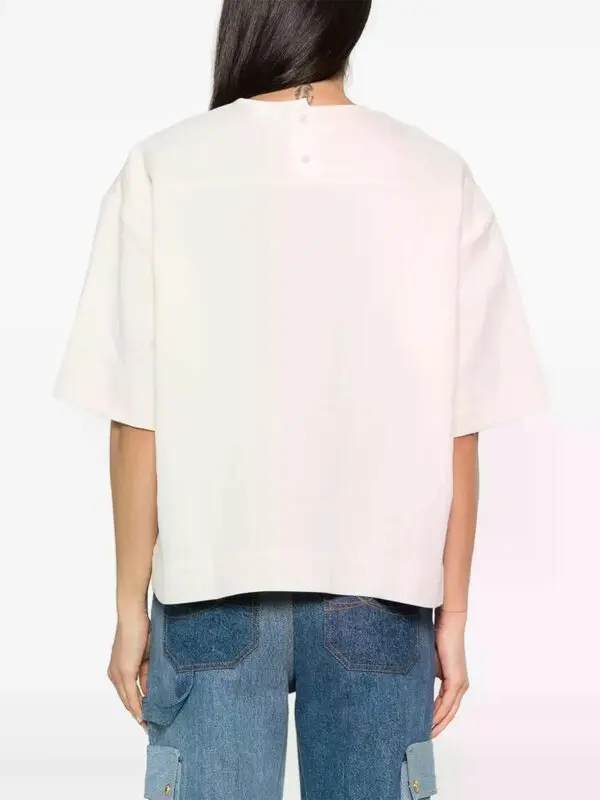 JW Anderson Logo Print Linen Blend T-shirt - Neutrals