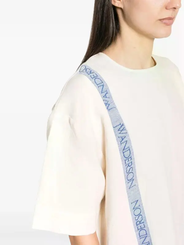 JW Anderson Logo Print Linen Blend T-shirt - Neutrals