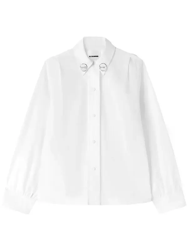 JIL SANDER Detachable Jewel Clip Cotton Shirt