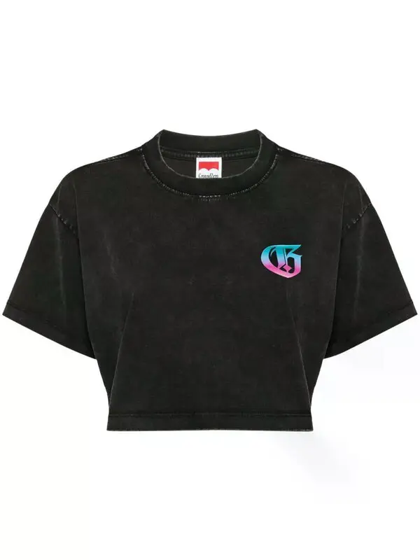 GROUND ZERO Logo-print Cropped T-shirt - Black