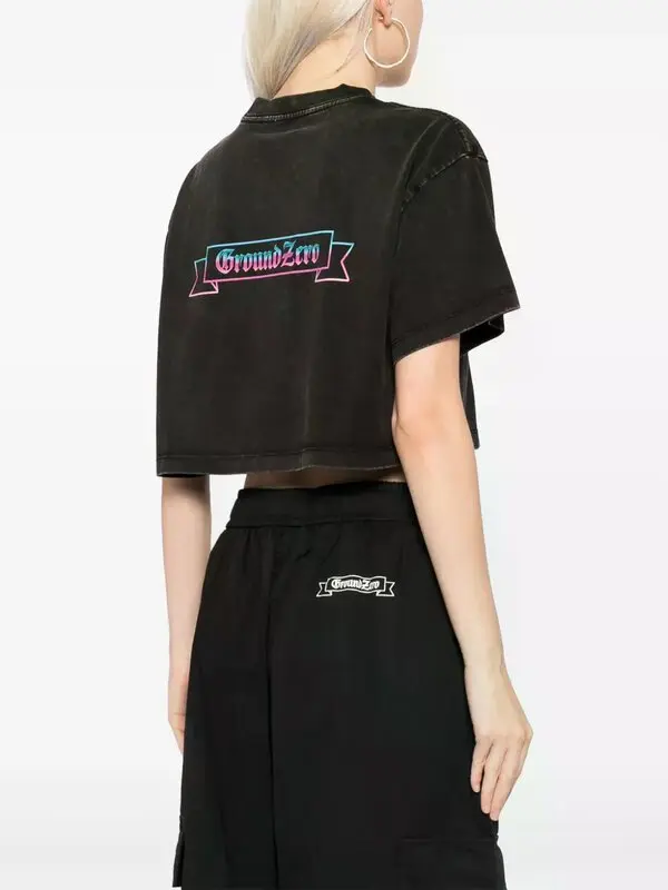 GROUND ZERO Logo-print Cropped T-shirt