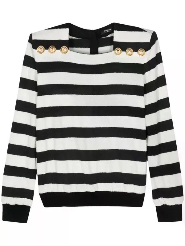 Balmain Striped Jumper With Embossed Buttons