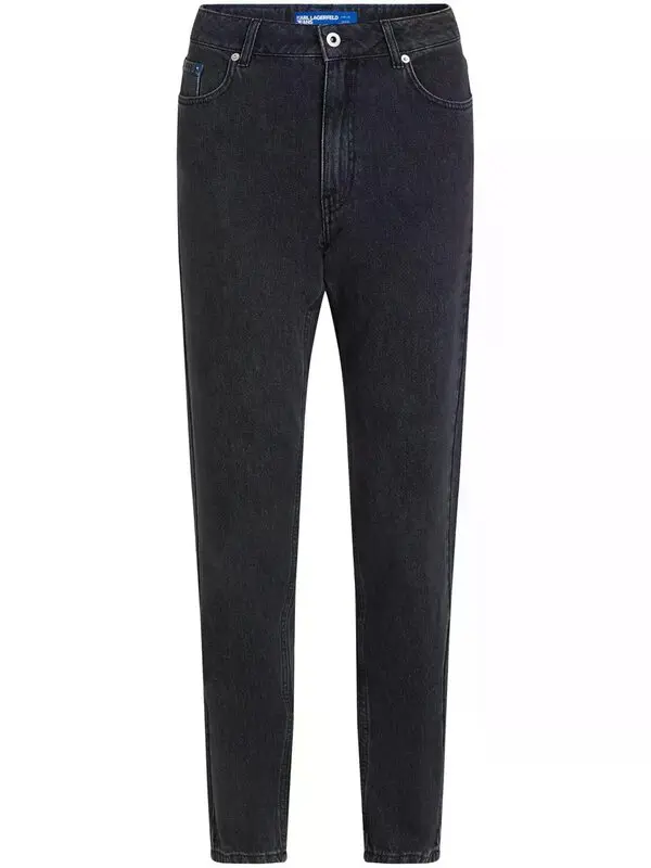 Karl Lagerfeld Logo-patch Straight-leg Denim - Black