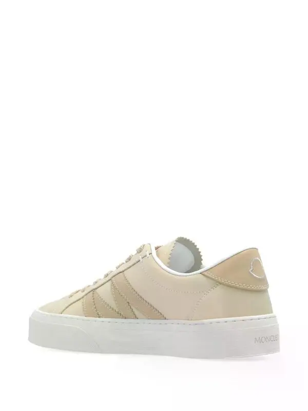 Moncler Monaco Lace-up Flatform Sneakers In Calf Leather - Neutrals