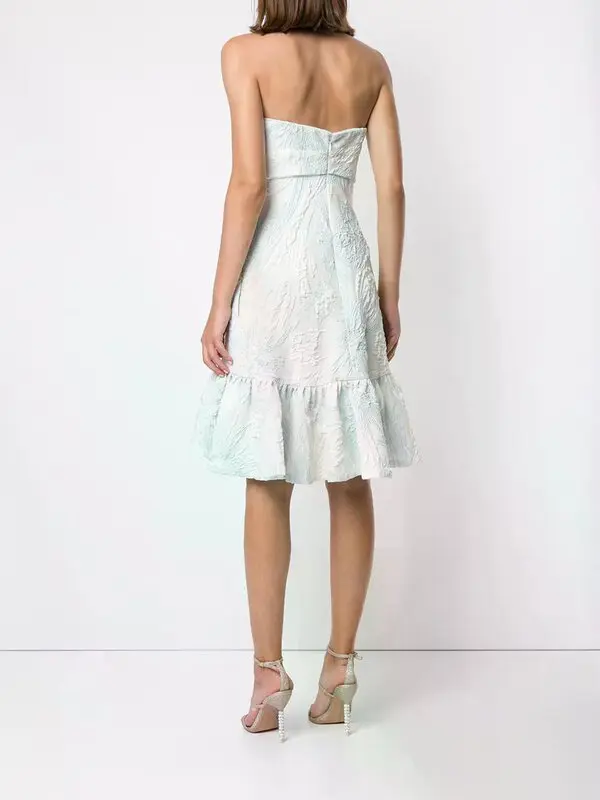 BAMBAH Floral Strapless Ruffled Hem Dress