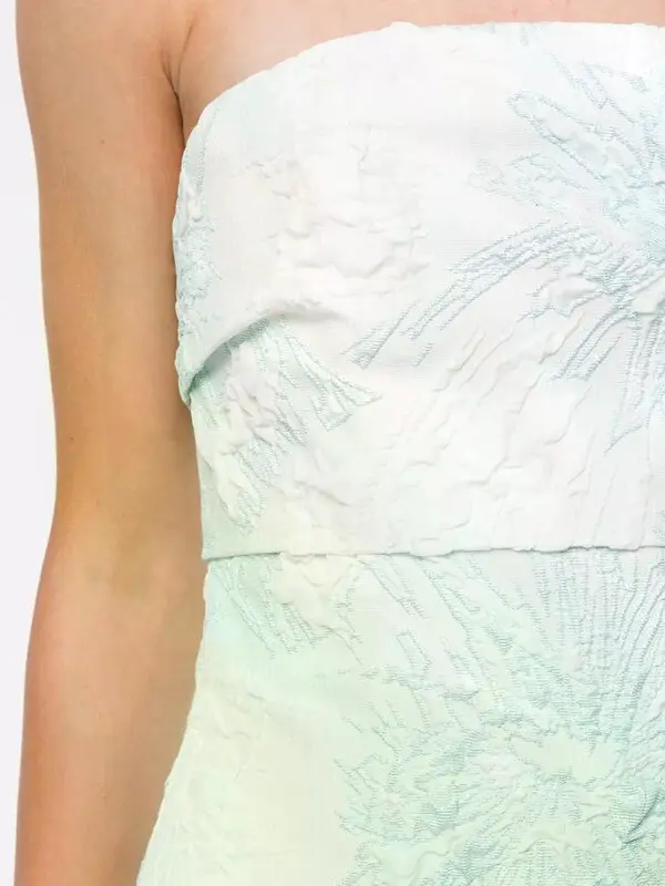 BAMBAH Floral Strapless Ruffled Hem Dress