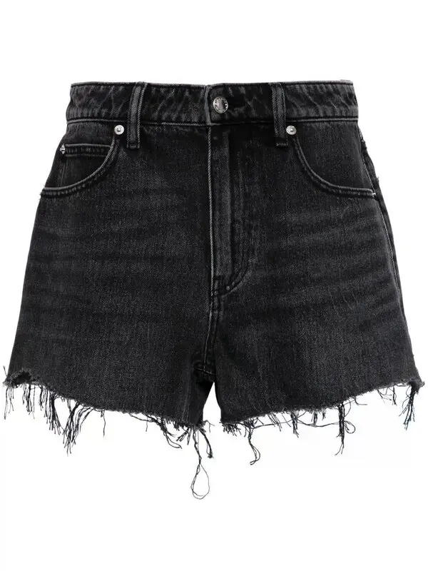 Alexander Wang High-rise Frayed Hem Denim Shorts - Black