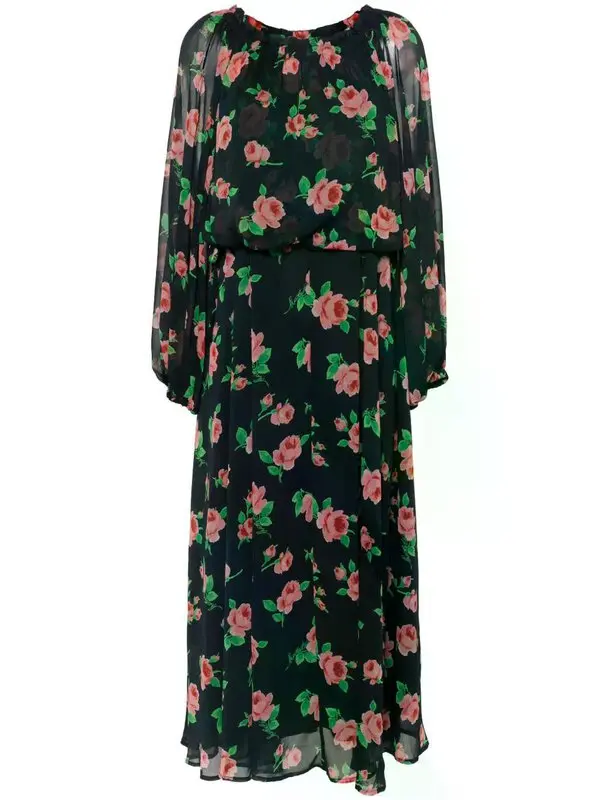 ROTATE BY BIRGER CHRISTENSEN Floral-print Chiffon Maxi Dress - Blue