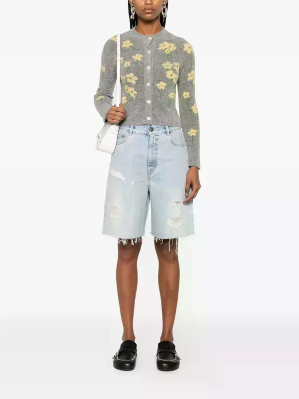 GOLDEN GOOSE Light Wash Distressed Denim Shorts