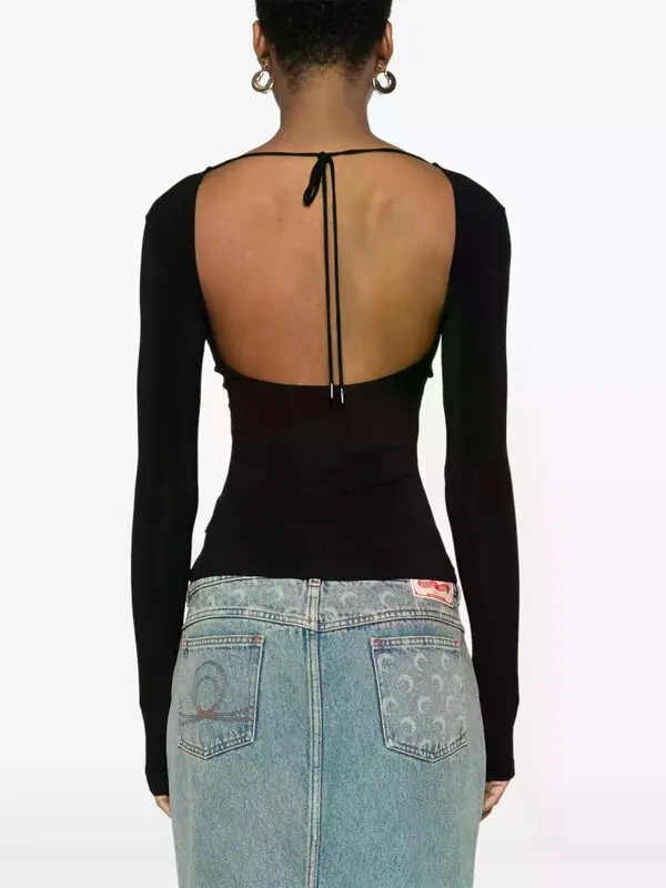 MARINE SERRE Scarf Detail Sweetheart Neck Blouse