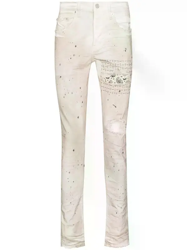 PURPLE BRAND Bandana Patch Skinny Jeans