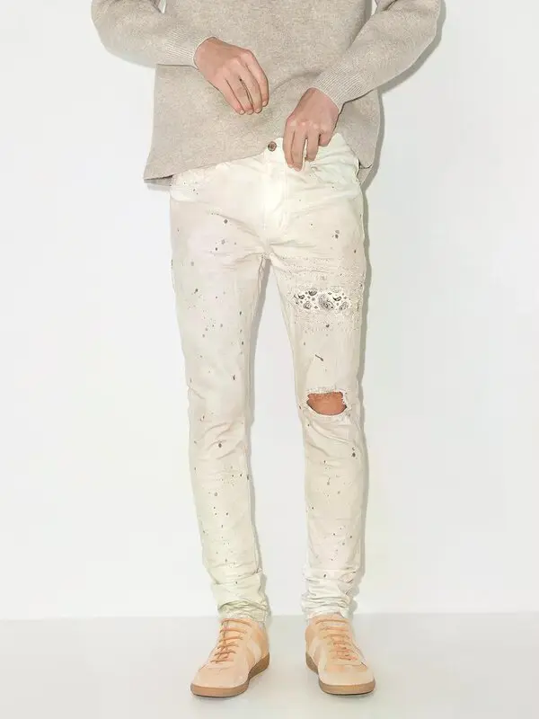 PURPLE BRAND Bandana Patch Skinny Jeans