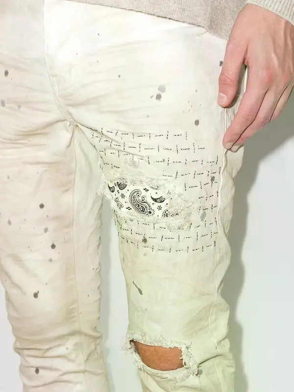PURPLE BRAND Bandana Patch Skinny Jeans