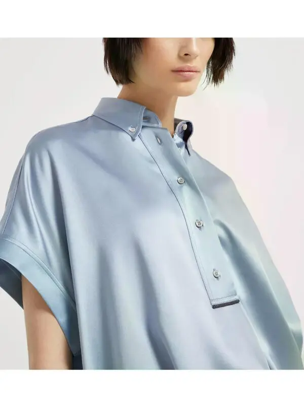 Brunello Cucinelli Satin Short Sleeve Shirt