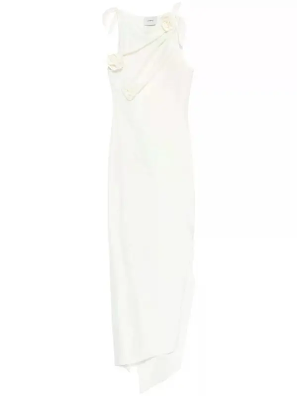 Coperni Sleeveless Asymmetrical Flower Detail Maxi Dress - White