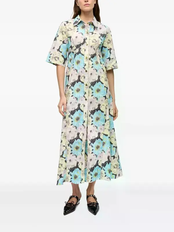 GANNI Printed Maxi Shirt Dress