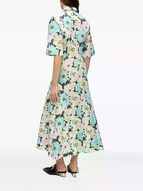 GANNI Printed Maxi Shirt Dress
