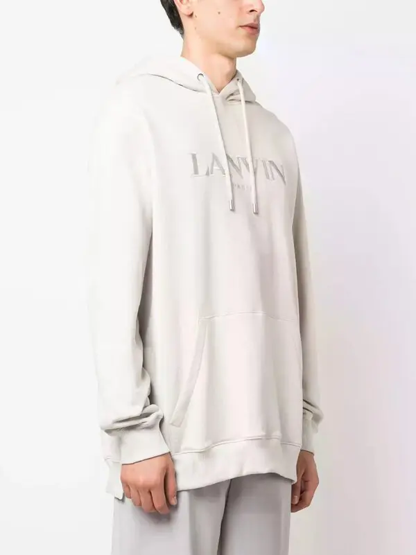 LANVIN Embroidered Logo Fleece Hoodie