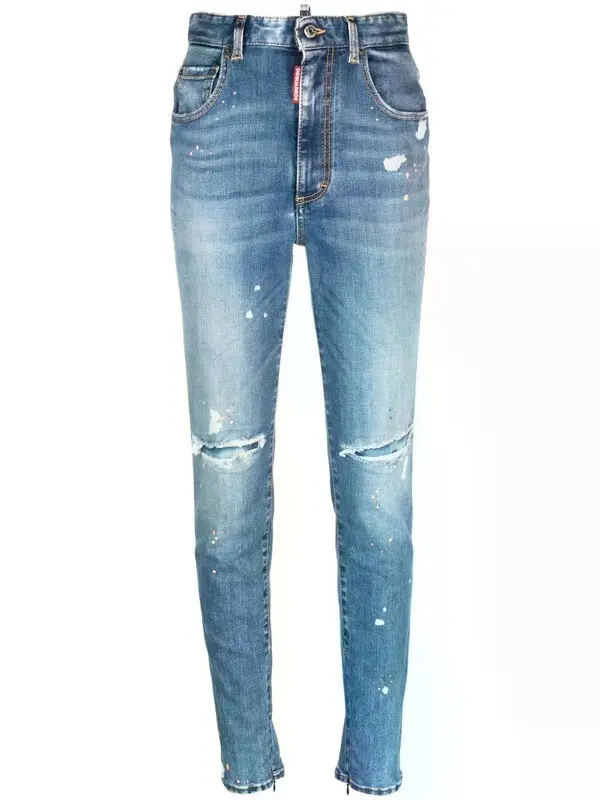 Dsquared2 High-rise Skinny Jeans With Distressed Detailing