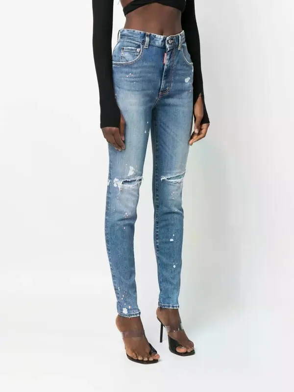 Dsquared2 High-rise Skinny Jeans With Distressed Detailing