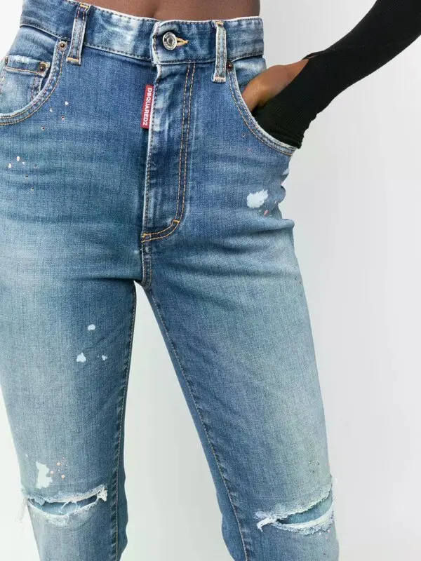Dsquared2 High-rise Skinny Jeans With Distressed Detailing