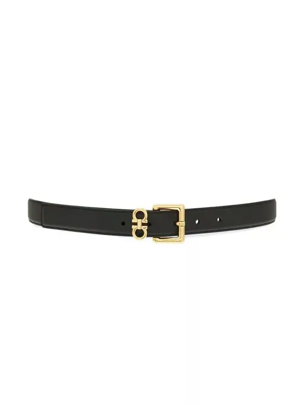 FERRAGAMO Gancini Plaque Belt - Black