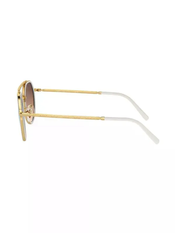 Ray-ban Logo-print Round-frame Sunglasses - Gold