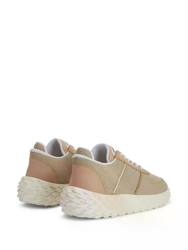 GIUSEPPE ZANOTTI Urchin Snakeskin Effect Leather Sneakers - Neutrals