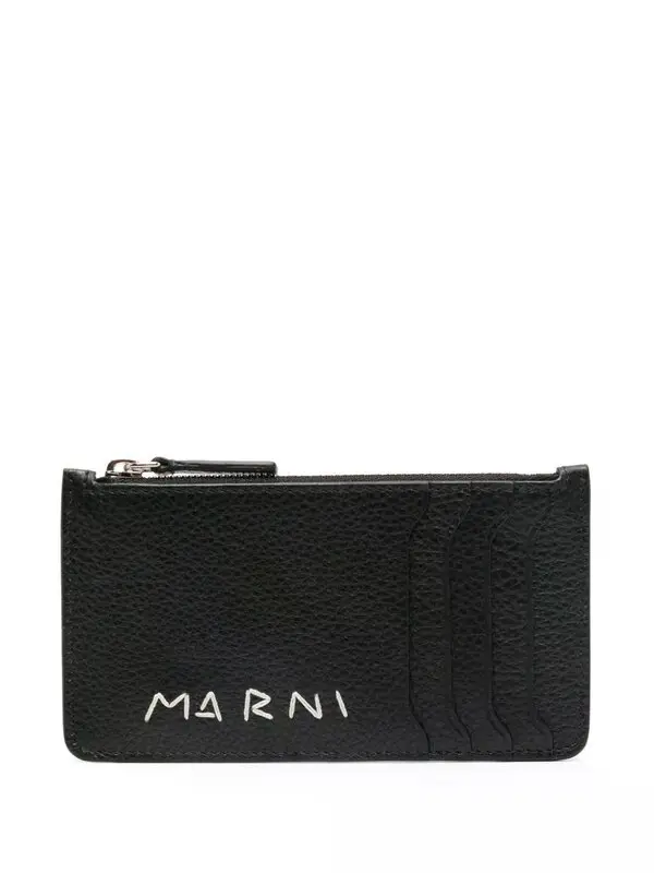 Marni Embroidered-logo Cardholder - Black