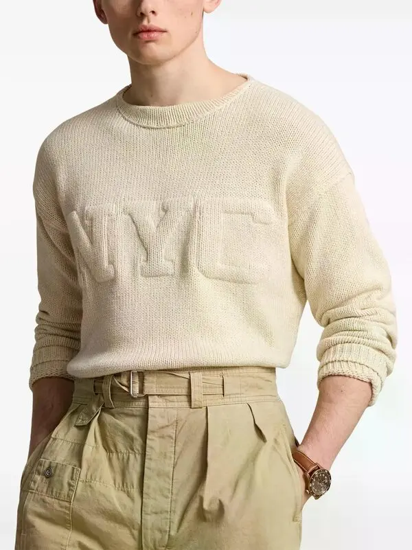 Polo Ralph Lauren Cream Cotton-blend Long-sleeved Pullover
