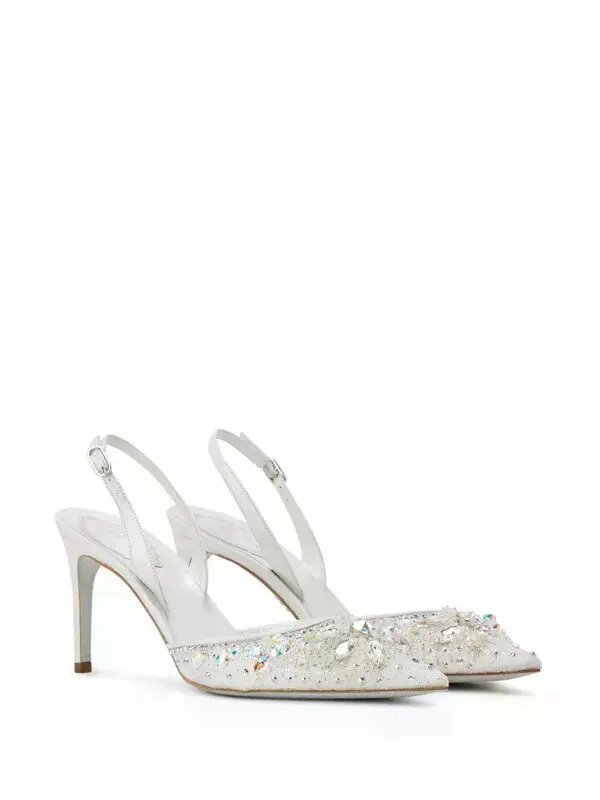 Rene Caovilla Embellished Leather Slingback Pumps