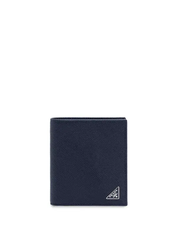 Prada Logo Plaque Bi-fold Wallet - Blue