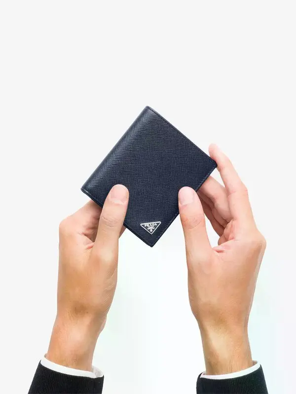 Prada Logo Plaque Bi-fold Wallet