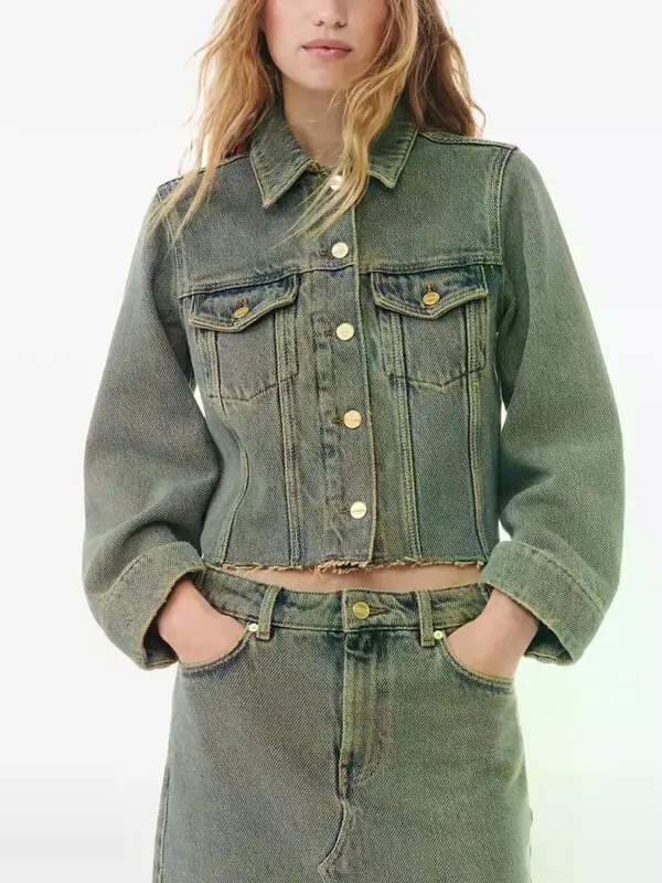 GANNI Raw-cut Hem Denim Jacket